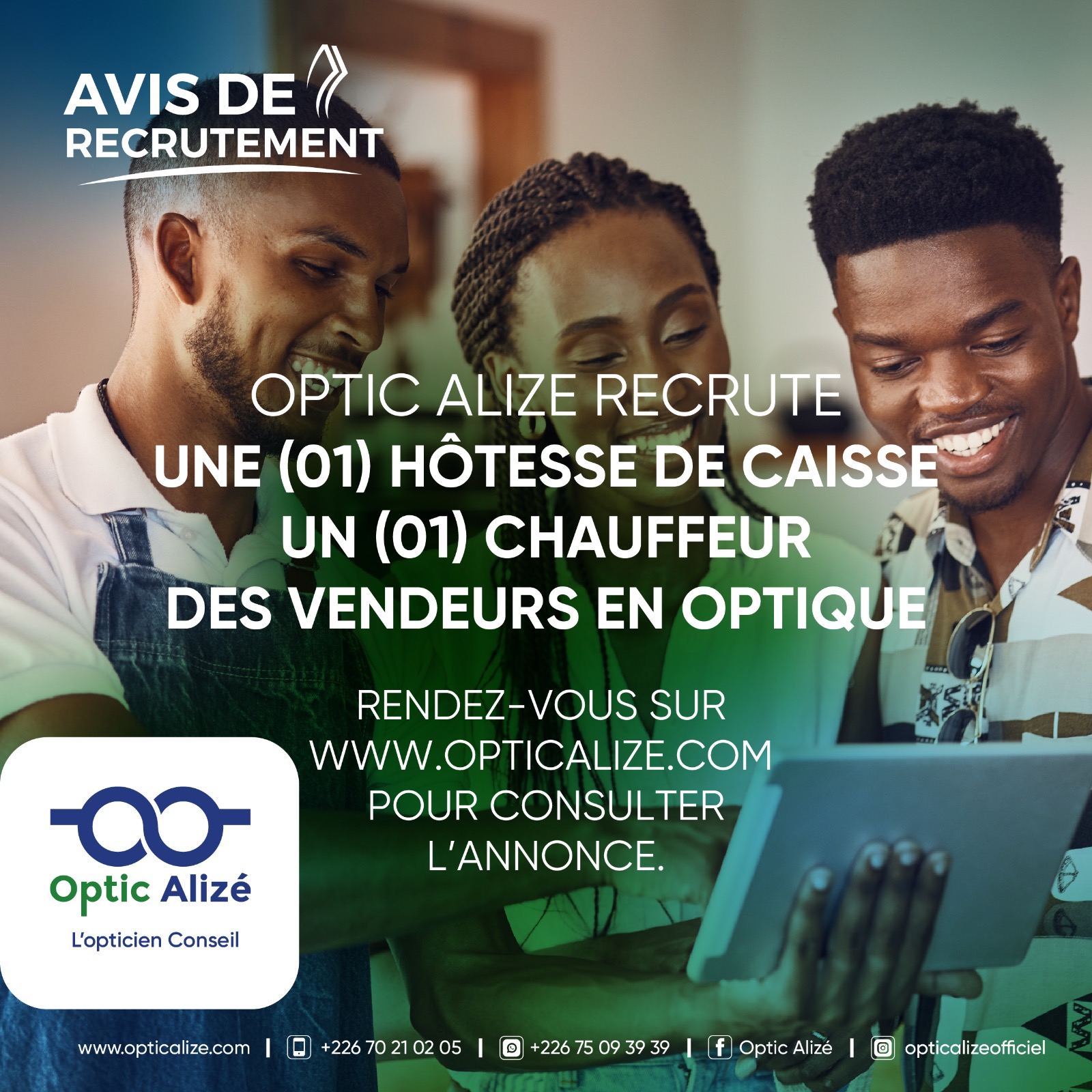 Optic Alizé pourvoit le poste de Vendeur en Optique – OPTIC ALIZE